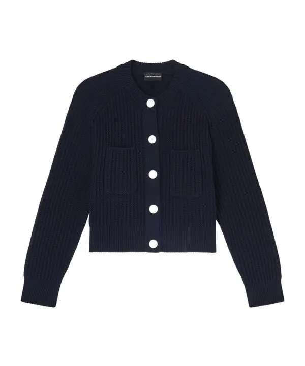 Emporio Armani Fisherman's Rib Knit Cardigan