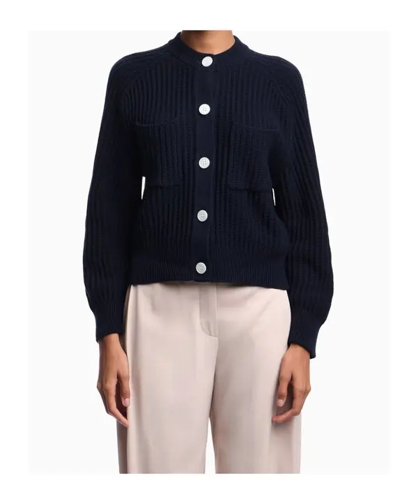 Emporio Armani Fisherman's Rib Knit Cardigan