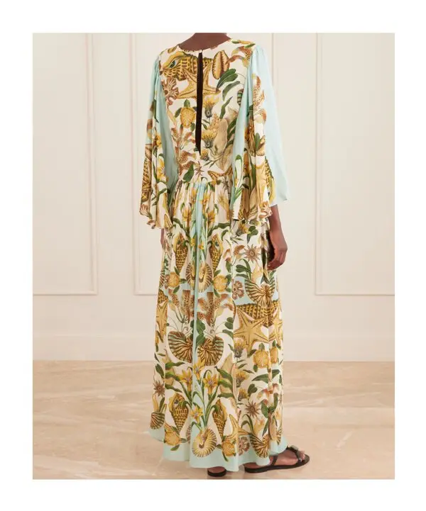 Farm Rio Floral Print Crepe De Chine Maxi Dress