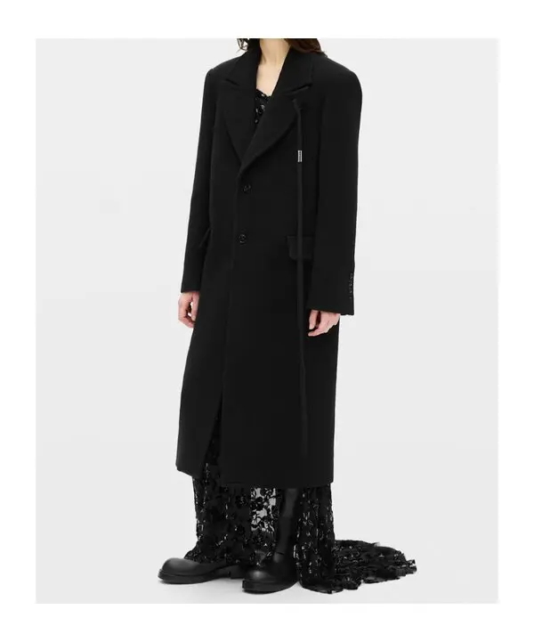 ANN DEMEULEMEESTER Single-breasted Notched Lapel Wool Coat - Black