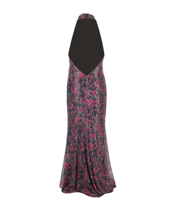 ROTATE BY BIRGER CHRISTENSEN Rose-pattern Sequin Maxi Dress