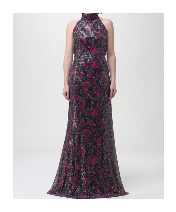 ROTATE BY BIRGER CHRISTENSEN Rose-pattern Sequin Maxi Dress