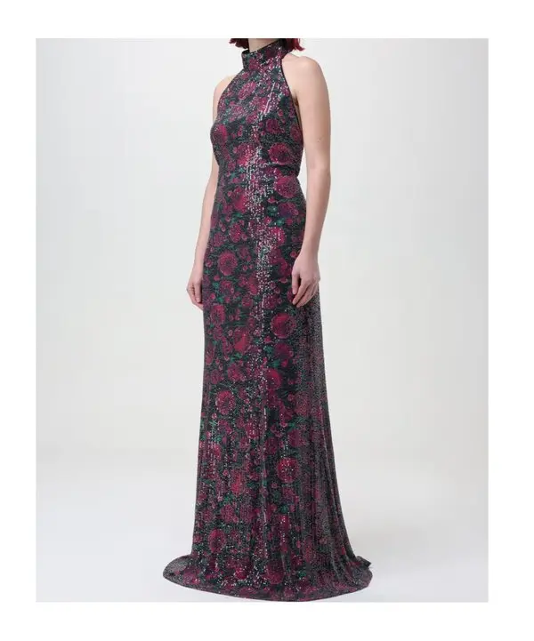 ROTATE BY BIRGER CHRISTENSEN Rose-pattern Sequin Maxi Dress