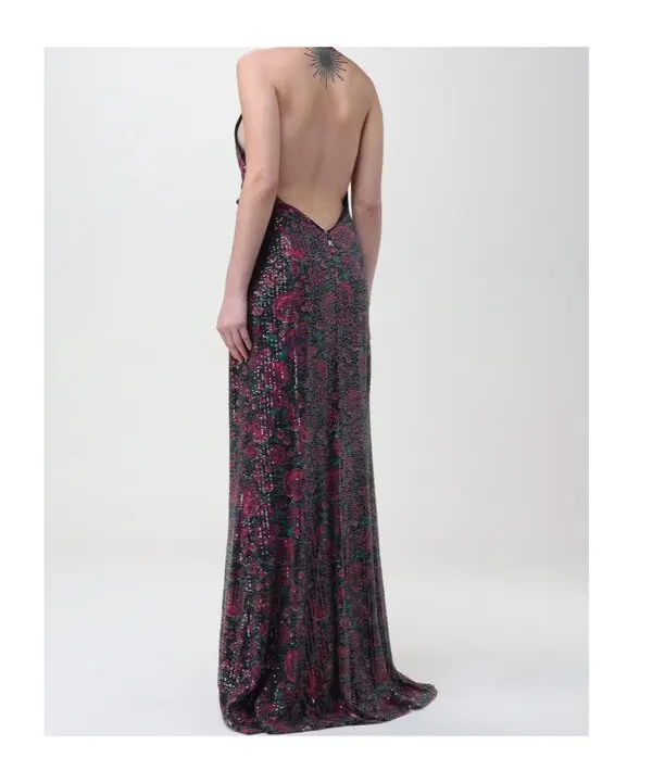 ROTATE BY BIRGER CHRISTENSEN Rose-pattern Sequin Maxi Dress