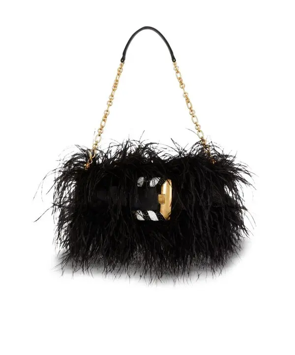 Balmain Anthem Feather Detail Shoulder Bag