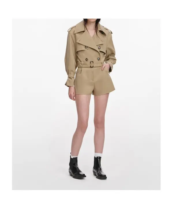 SELF-PORTRAIT Belted Cropped Trench Jacket