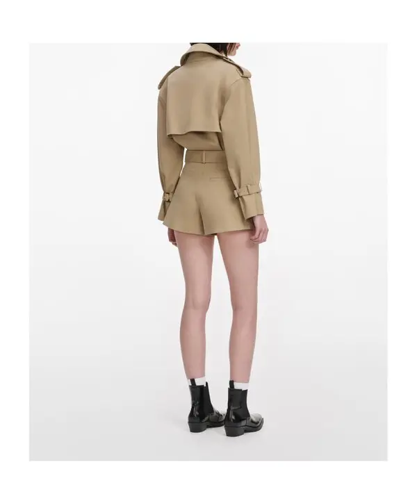 SELF-PORTRAIT Belted Cropped Trench Jacket
