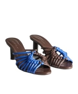 J.W.ANDERSON Plot Leather Heeled Sandals - Blue/brown