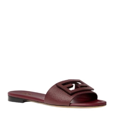 Fendi Baguette Burgundy Leather Slides