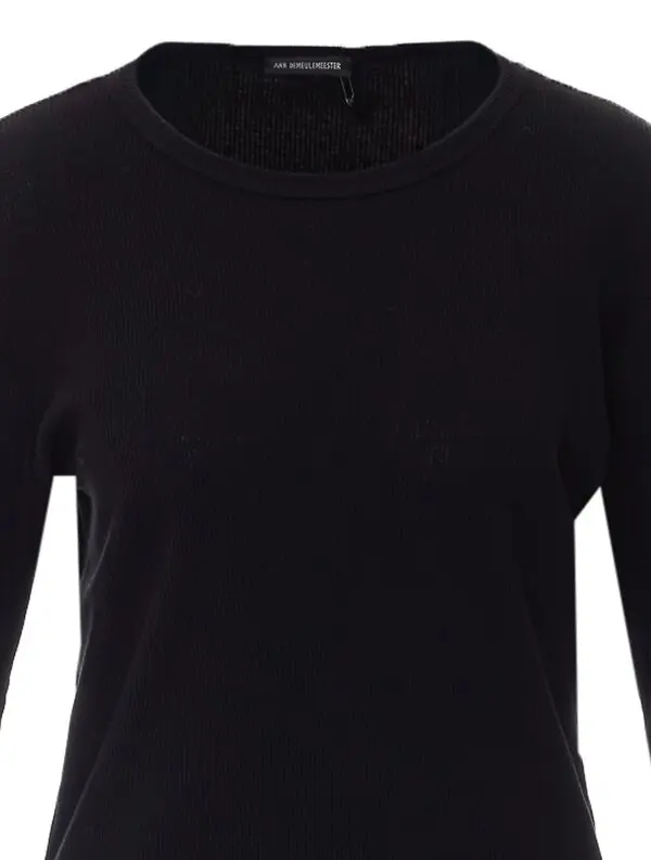 ANN DEMEULEMEESTER Wrinkled Texture Cropped T-shirt - Black