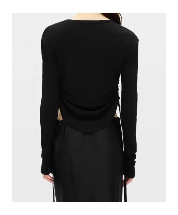 ANN DEMEULEMEESTER Wrinkled Texture Cropped T-shirt - Black