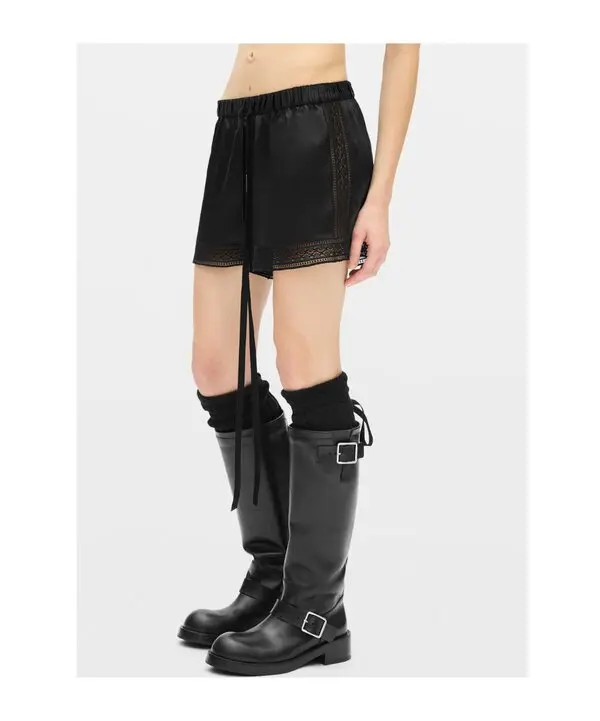 ANN DEMEULEMEESTER Anda Lace-trim Satin Shorts