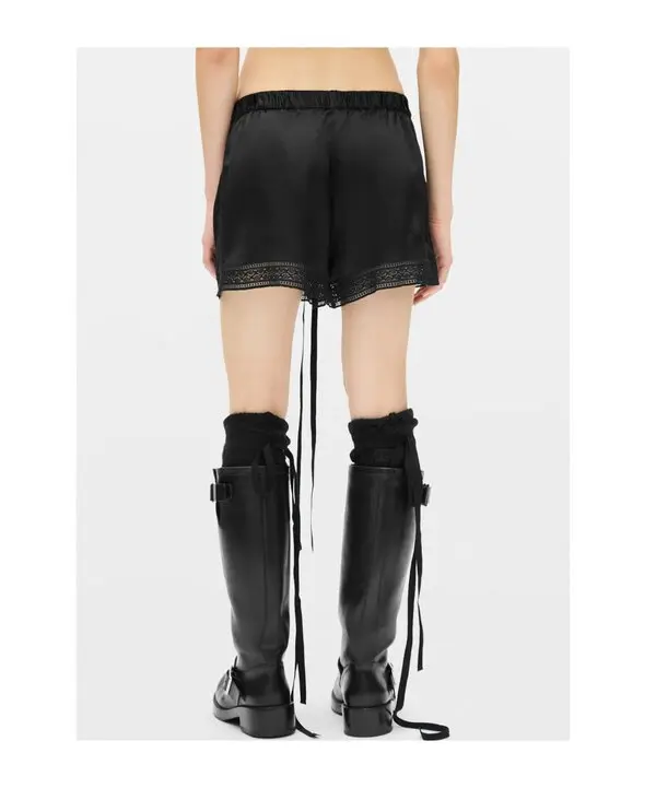 ANN DEMEULEMEESTER Anda Lace-trim Satin Shorts