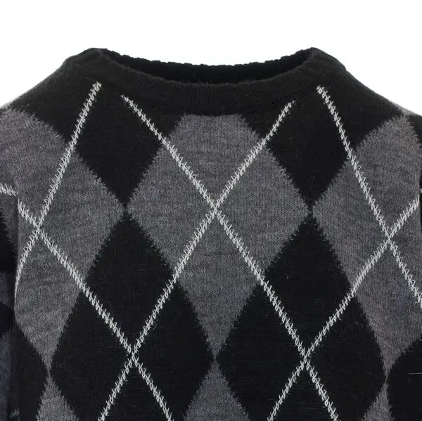 ANIYE BY Rebby Argyle Knitted Sweater - Black Gray