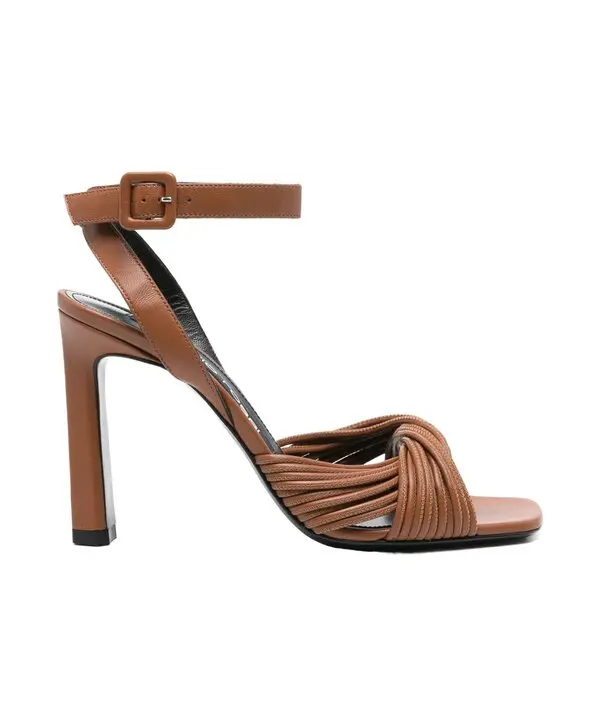 SERGIO ROSSI Square-headed High-heeled Sandals - Brown