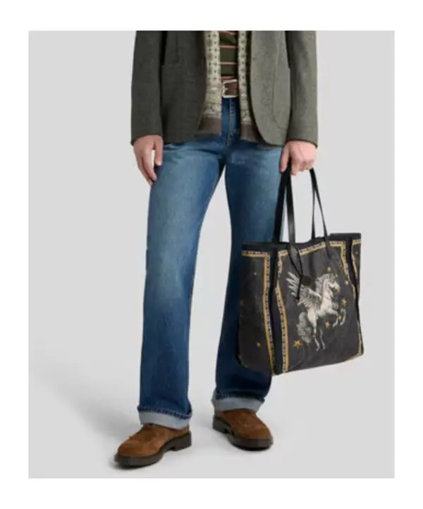 Etro Straight Paisley-trim Jeans - Blue