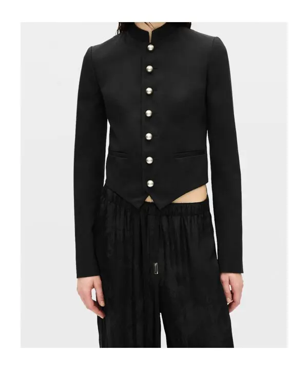 ANN DEMEULEMEESTER Band Collar Button-up Jacket