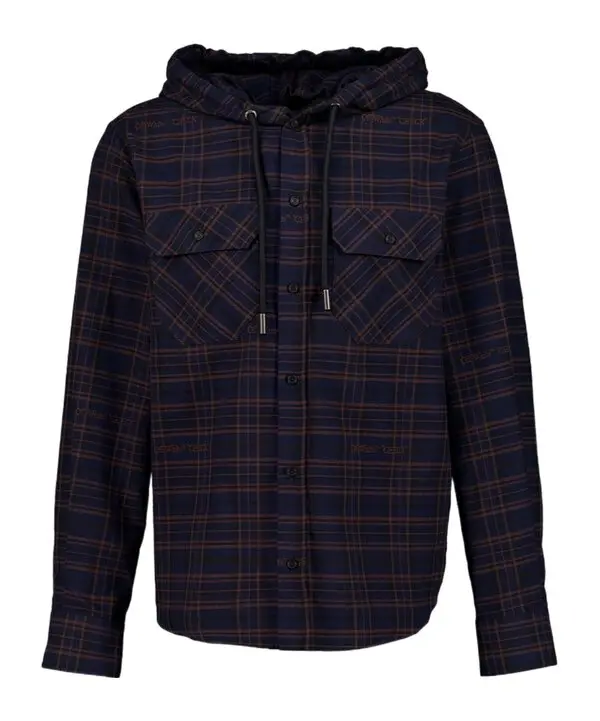 Off-White Hooded Plaid Shirt Jacket