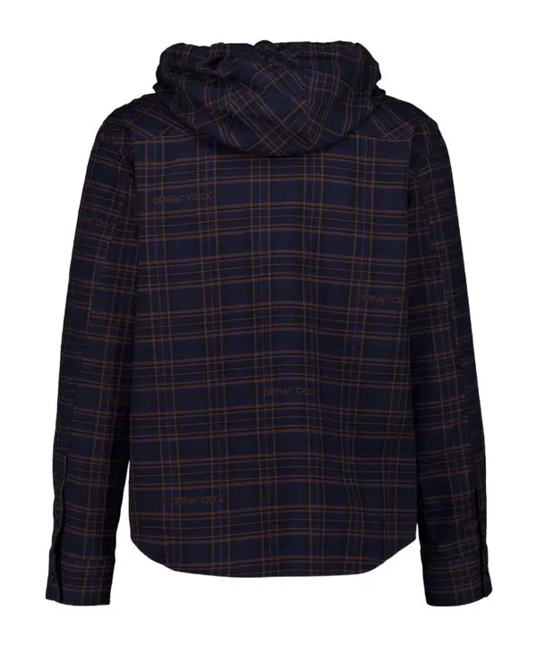 Off-White Hooded Plaid Shirt Jacket