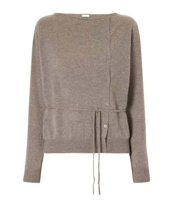 ST. AGNI Asymmetrical Belted Cashmere Cardigan