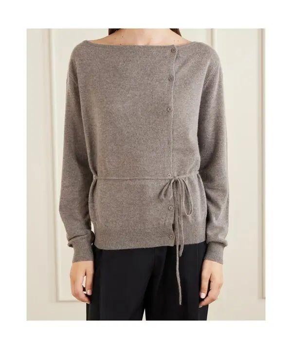 ST. AGNI Asymmetrical Belted Cashmere Cardigan