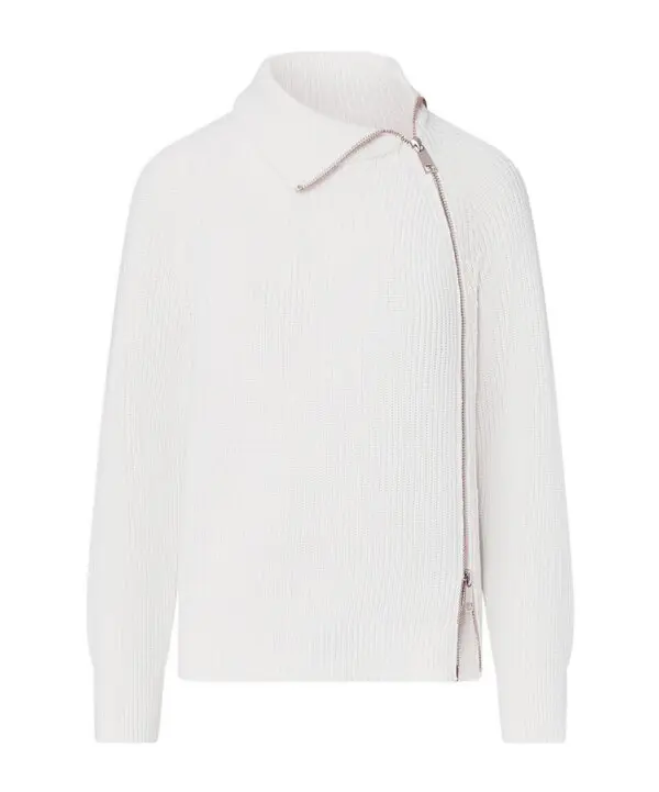 Liu Jo Wool Blend Sweater With Asymmetrical Zip And Lapel