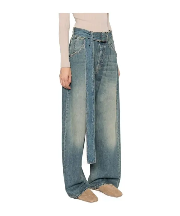 DARKPARK Belted Wide-leg Jeans - No
