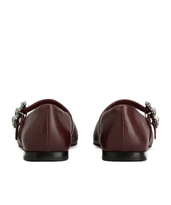 ROGER VIVIER Efflorescence Mary Jane Flats With Crystal Buckle - Burgundy