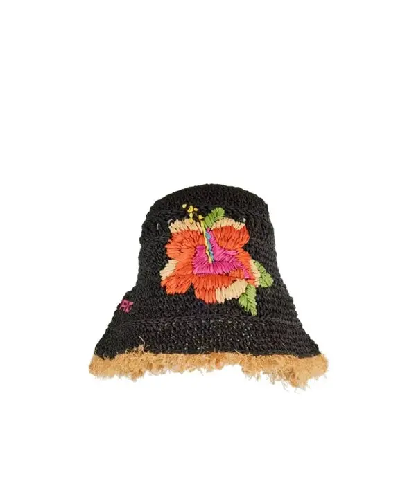 Etro Floral-embroidered Raffia Bucket Hat