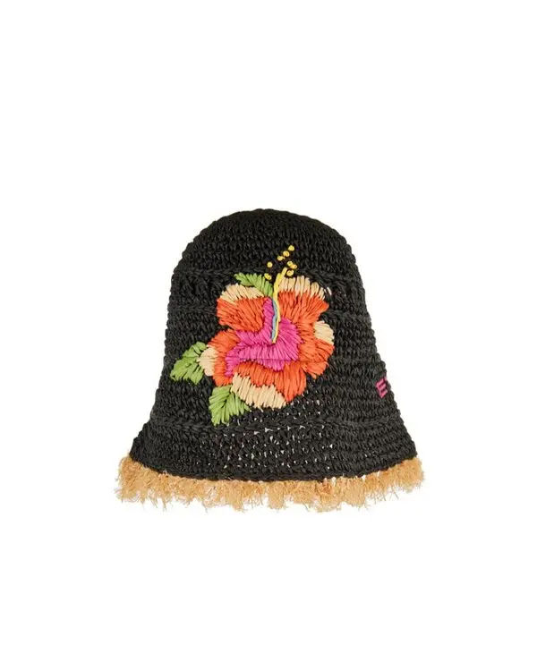 Etro Floral-embroidered Raffia Bucket Hat