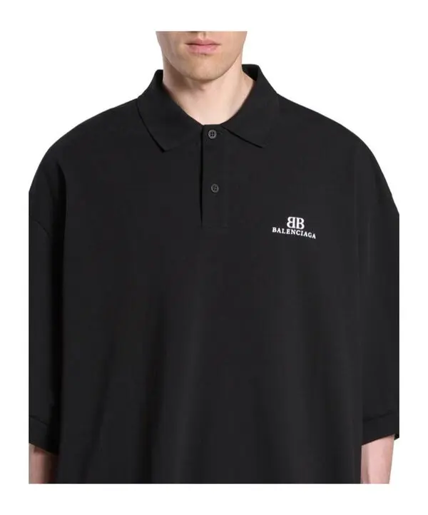 Balenciaga Bb Classic Oversized Polo Shirt - Black