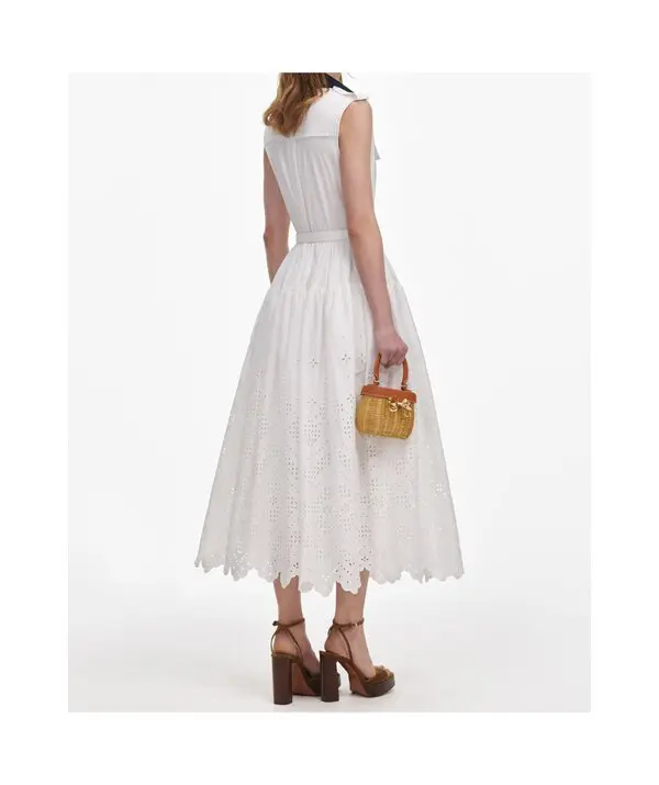 SELF-PORTRAIT Sleeveless Belted Midi Dress