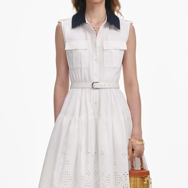 SELF-PORTRAIT Sleeveless Belted Midi Dress