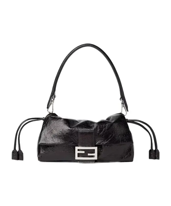 Fendi Baguette Soft Medium Crackled Leather Bag
