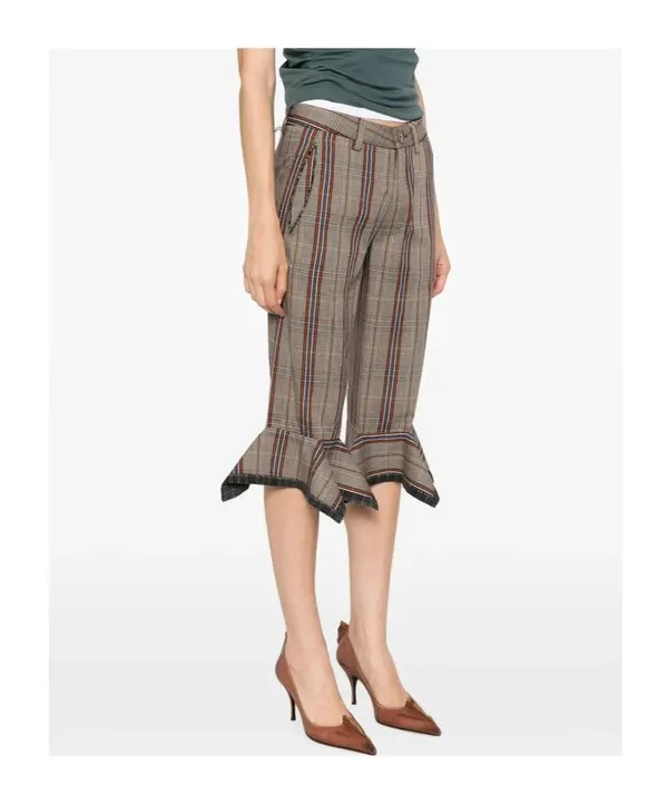 VIVIENNE WESTWOOD Checked Ruffled Crop Trousers