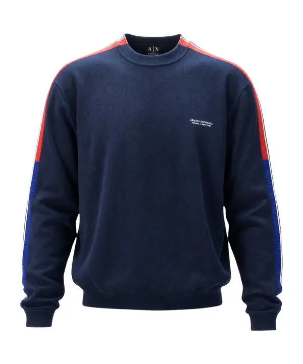 Armani Exchange Long-sleeved Drop Shoulder Knit Sweater With Paneled Sleeves