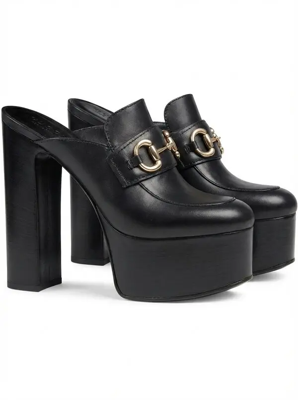 Gucci Platform Mule With Horsebit - Black