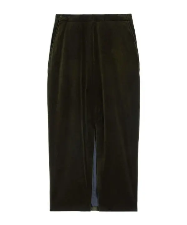 JIL SANDER Front-slit Velvet Midi Skirt