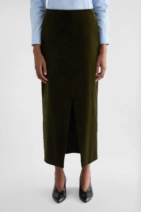 JIL SANDER Front-slit Velvet Midi Skirt