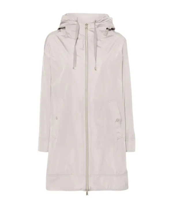 Herno Long Zip-up Coat With Drawstring Hood