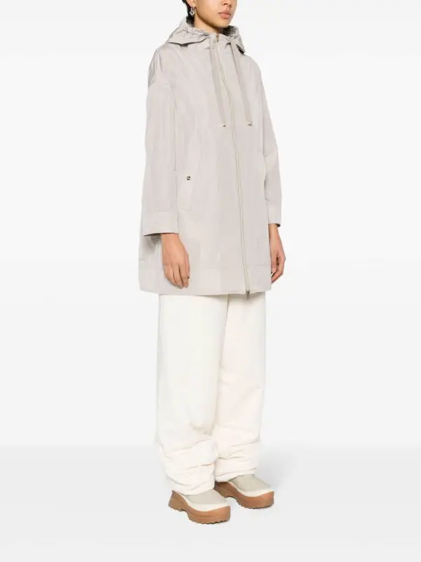Herno Long Zip-up Coat With Drawstring Hood