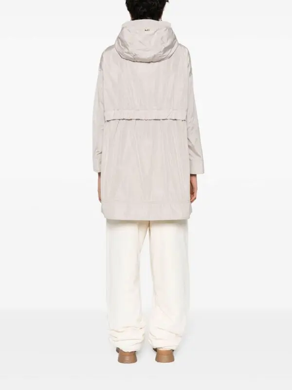 Herno Long Zip-up Coat With Drawstring Hood