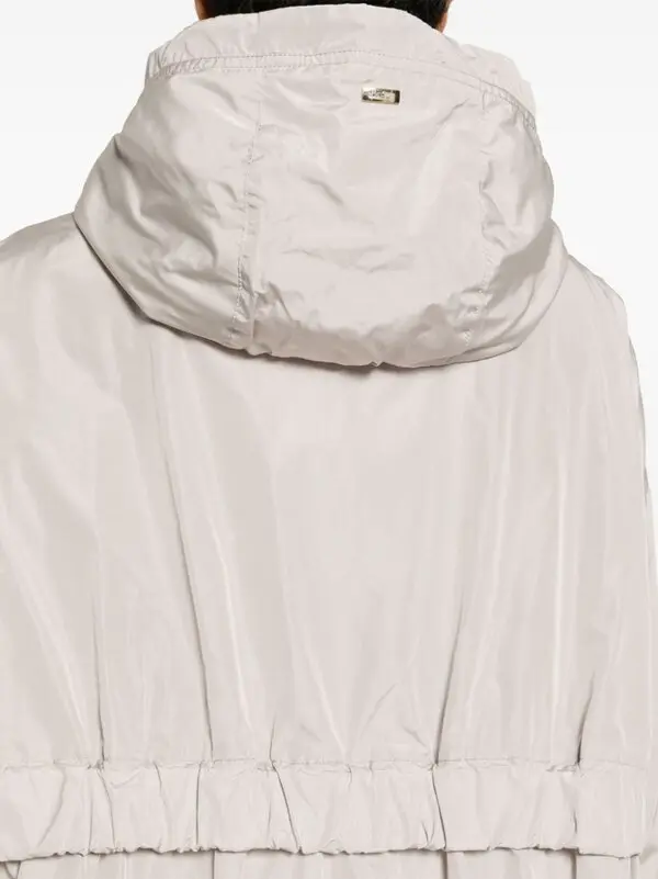 Herno Long Zip-up Coat With Drawstring Hood