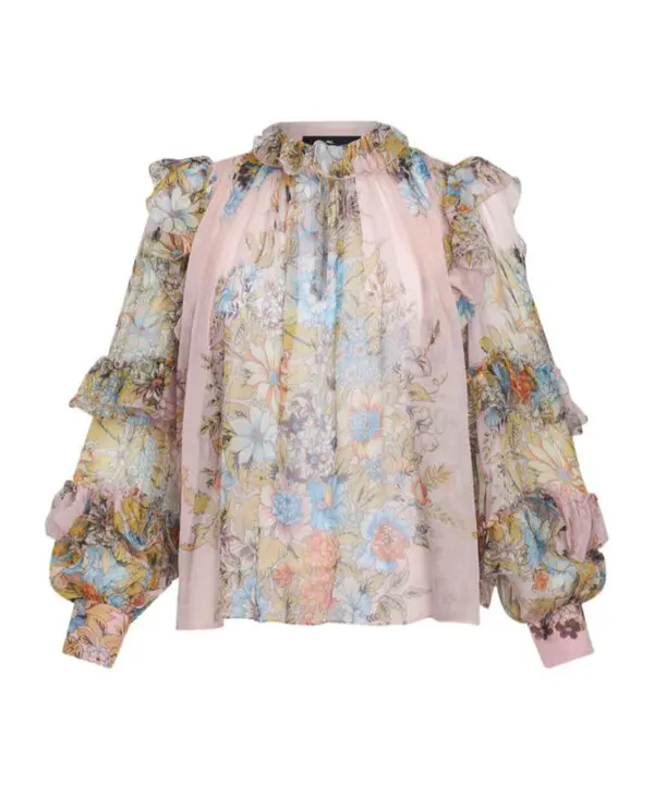 Etro Printed Silk Blouse With Ruching