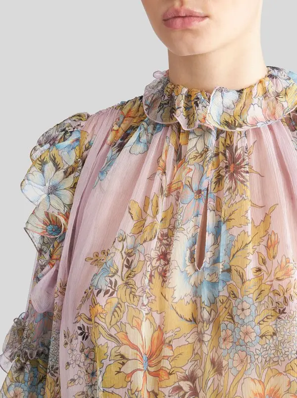 Etro Printed Silk Blouse With Ruching