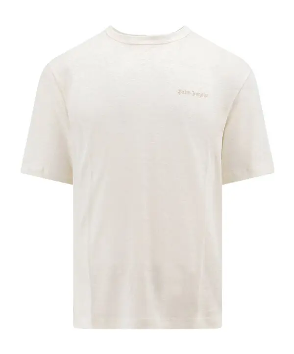 Palm Angels Logo Embroidered Crewneck T-shirt - White