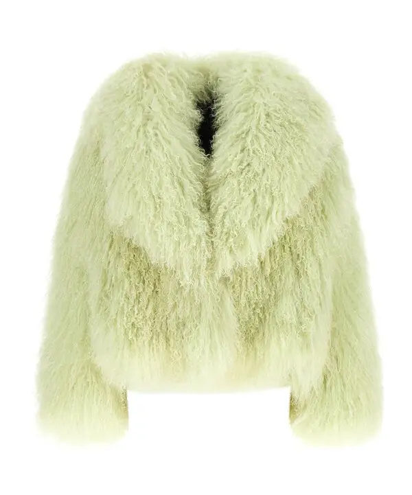 BLANCHA Fur Maxi Shawl Collar Jacket - Green