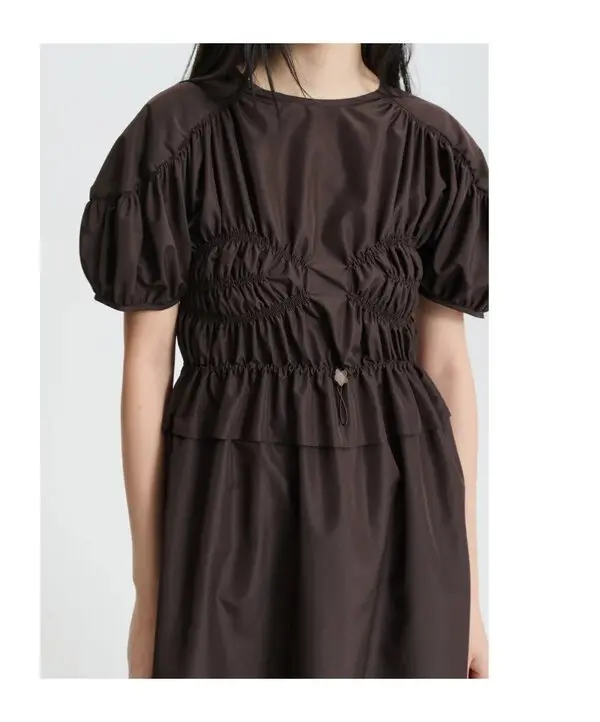 Cecilie Bahnsen Pleated Midi Dress With Drawstring Waist