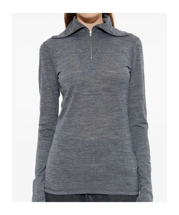 JIL SANDER Zip Stand-collar Long Sleeve Top