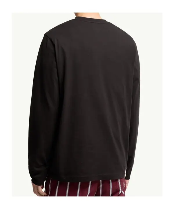 Moncler Tricolor Logo Long Sleeve Cotton T-shirt - Black